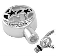 China OEM Plating Double Stars In Round Pendant Crystal Necklace Stainless Steel Keepsake Ashes Urn Funeral Cremation Jewelry for sale