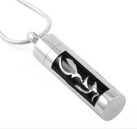 China Charm Pendants Type Stainless Steel Silver Cylindrical Keepsake Pendant Necklace for sale