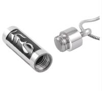 China Charm Pendants Type Stainless Steel Silver Cylindrical Keepsake Pendant Necklace for sale