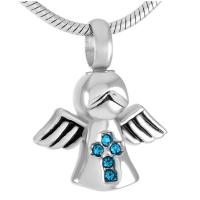 China Crystal Angel Cross Pendant Necklace for Ashes Urn Cremation Jewelry Gift Occasion for sale