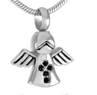 China Crystal Angel Cross Pendant Necklace for Ashes Urn Cremation Jewelry Gift Occasion for sale