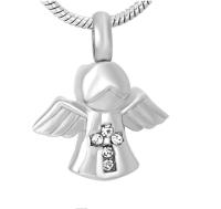 China Crystal Angel Cross Pendant Necklace for Ashes Urn Cremation Jewelry Gift Occasion for sale