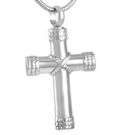 China Stainless Steel Cross Pendant Necklace for Ashes Urn Cremation Religious Keepsake for sale