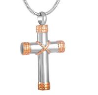 China Stainless Steel Cross Pendant Necklace for Ashes Urn Cremation Religious Keepsake for sale