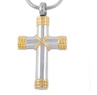 China Stainless Steel Cross Pendant Necklace for Ashes Urn Cremation Religious Keepsake for sale
