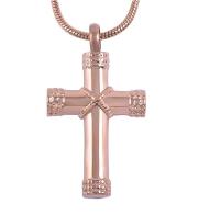 China Stainless Steel Cross Pendant Necklace for Ashes Urn Cremation Religious Keepsake for sale
