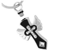 China Crystal Cross in Cross Wing Pendant Necklace Keepsake Souvenir for Pet and Human Ashes for sale
