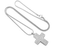 China Personalized Men's Necklace with Stainless Steel Cross Pendant and Paw Print Engraving for sale