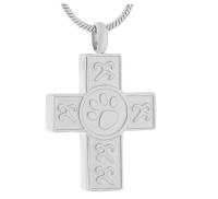 China Personalized Men's Necklace with Stainless Steel Cross Pendant and Paw Print Engraving for sale