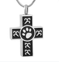 China Personalized Men's Necklace with Stainless Steel Cross Pendant and Paw Print Engraving for sale