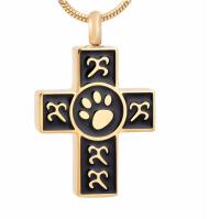 China Personalized Men's Necklace with Stainless Steel Cross Pendant and Paw Print Engraving for sale