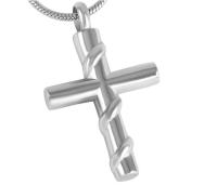 China Stainless Steel Cross Shape Memorial Urn For Ashes Keepsake Gift Ashes Necklace For Unisex for sale