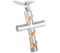 China Stainless Steel Cross Shape Memorial Urn For Ashes Keepsake Gift Ashes Necklace For Unisex for sale