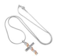 China Stainless Steel Cross Shape Memorial Urn For Ashes Keepsake Gift Ashes Necklace For Unisex for sale