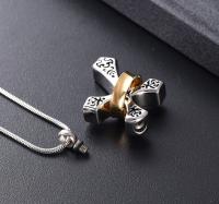 China Classic Style Gold Collar Pendant Cremation Jewelry Keepsake Urn for Human and Pet Ashes for sale