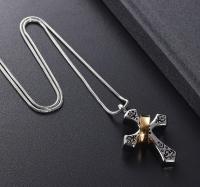 China Classic Style Gold Collar Pendant Cremation Jewelry Keepsake Urn for Human and Pet Ashes for sale
