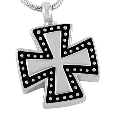 China Stainless Steel Maltese Cross Pendant Necklace for Ashes Urn Memorial Keepsake Jewelry for sale