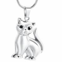 China Pet Ashes Holder Necklace Stainless Steel Cremation Jewelry with Lovely Cat Pendant for sale