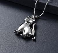 China Pet Ashes Holder Necklace Stainless Steel Cremation Jewelry with Lovely Cat Pendant for sale