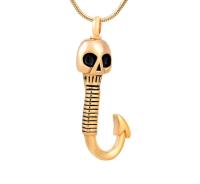 China Stainless Steel Fishhook Memorial Locket Pendant Necklace for Women's Cremation Jewelry for sale