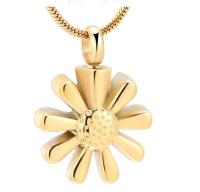 China Gift Sunflower Women Cremation Urn Pendant For Ashes Silver Gold Rose Gold Black Memorial Urn Jewelry Keepsake Necklace for sale