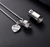 China Pet Paw Print Cylinder Keepsake Necklace for Dog Cat Ashes Pet Memorial Picture Jewelry for sale