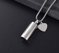 China Pet Paw Print Cylinder Keepsake Necklace for Dog Cat Ashes Pet Memorial Picture Jewelry for sale