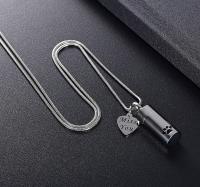 China Pet Paw Print Cylinder Keepsake Necklace for Dog Cat Ashes Pet Memorial Picture Jewelry for sale
