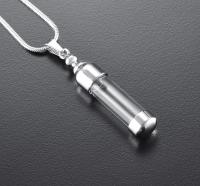 China Stainless Steel Glass Container Cylinder Tube Urn Pendant Memorial Necklace Ashes Holder Keepsake Cremation Jewelry for sale