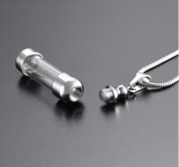 China Stainless Steel Glass Container Cylinder Tube Urn Pendant Memorial Necklace Ashes Holder Keepsake Cremation Jewelry for sale