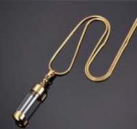 China Stainless Steel Glass Container Cylinder Tube Urn Pendant Memorial Necklace Ashes Holder Keepsake Cremation Jewelry for sale