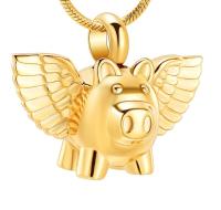 China Unique Designs Cute Pig With Wings Funeral Keepsake Pendant Necklace Silver Rose Gold for sale