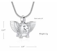 China Unique Designs Cute Pig With Wings Funeral Keepsake Pendant Necklace Silver Rose Gold for sale