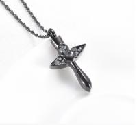 China Stainless Steel Angel Wings Heart Cross Cremation Urn Pendant Necklace for Women/Men for sale