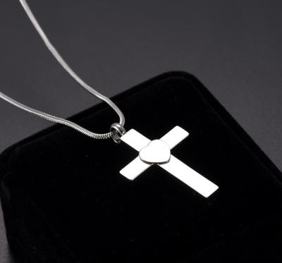 China Stainless Steel Memorial Ash Funeral Casket Jewelry Cross Ash Holder Pendant Necklace for sale