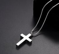 China Stainless Steel Memorial Ash Funeral Casket Jewelry Cross Ash Holder Pendant Necklace for sale