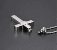 China Stainless Steel Memorial Ash Funeral Casket Jewelry Cross Ash Holder Pendant Necklace for sale