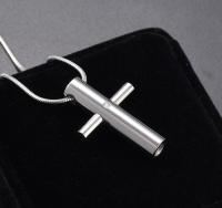 China High Polished Cross Crystal Stainless Steel Cremation Pendant with Memorial Necklace for sale