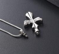 China Men's Stainless Steel Cremation Jewelry for Pet Ashes Crystal Cross Pendant Necklace for sale