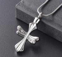 China Men's Stainless Steel Cremation Jewelry for Pet Ashes Crystal Cross Pendant Necklace for sale