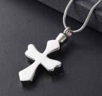China Men's Stainless Steel Cremation Jewelry for Pet Ashes Crystal Cross Pendant Necklace for sale