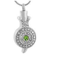 China Stainless Steel Snail Crystal Round Memorial Locket Pendant Necklace for Women Girls for sale