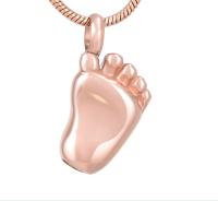 China 8 Year's Experience Unisex Baby Foot Shape Cremation Urn Necklace Human Ashes Keepsake for sale