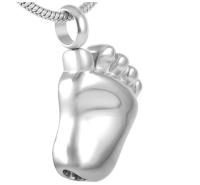 China 8 Year's Experience Unisex Baby Foot Shape Cremation Urn Necklace Human Ashes Keepsake for sale