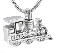 China Mini Train Shape Stainless Steel Cremation Ashes Locket Necklace Memorial Jewelry for Pet/Human Remains for sale