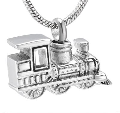 China Mini Train Shape Stainless Steel Cremation Ashes Locket Necklace Memorial Jewelry for Pet/Human Remains for sale