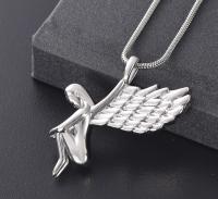 China Angel Shape Memorial Pendant Necklace for Human Ashes Cremation Jewelry 5 Colors for sale