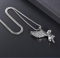China Angel Shape Memorial Pendant Necklace for Human Ashes Cremation Jewelry 5 Colors for sale