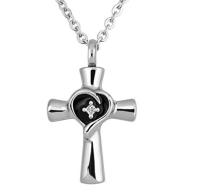 China Gender-Neutral Stainless Steel Cross Keepsake Pendant Cremation Necklace Women's for sale