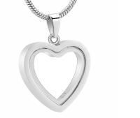 China Stainless Steel Glass Heart Locket for Pet Ashes or Hair Keepsakes Memorial Necklace for sale